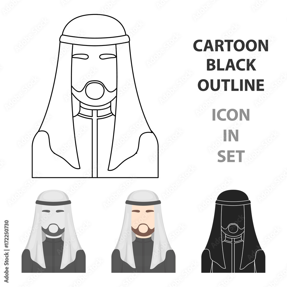 Sheikh icon in cartoon style isolated on white background. Arab ...