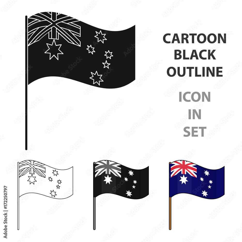 Australian flag icon in cartoon style isolated on white background ...