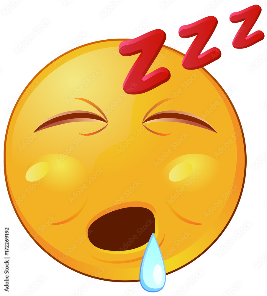 Sleeping emoji or emoticon with dripping saliva vector image Stock ...