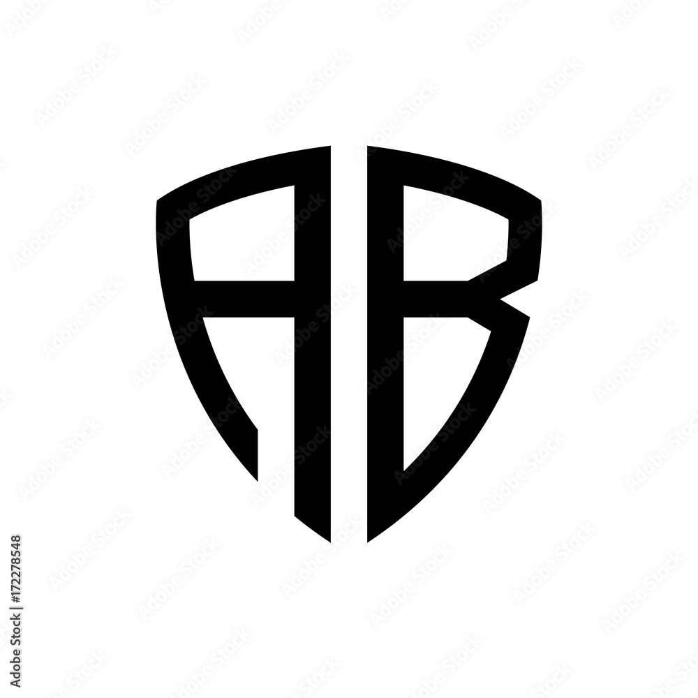 Initial letters logo ab black monogram shield shape vector Stock Vector ...