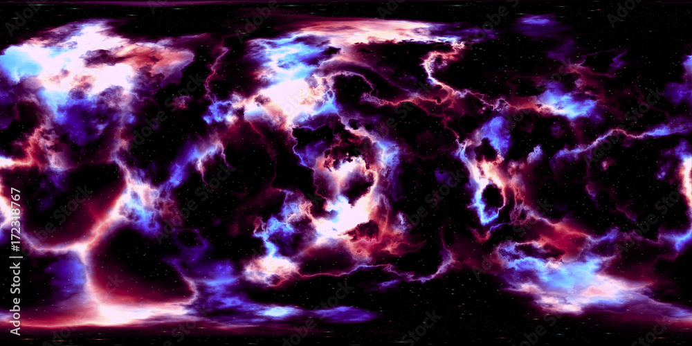 Deep space, stars and nebula, 360 degrees panorama, HDRI high ...