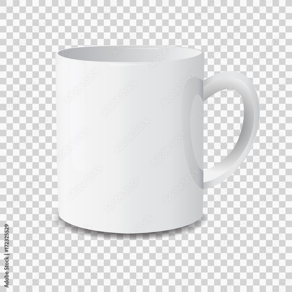 Realistic white cup isolated on transparent background.Vector ...