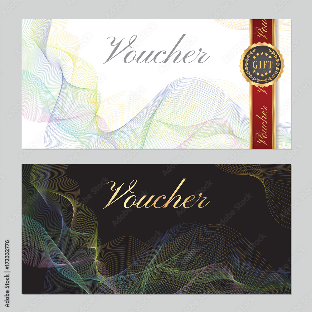 Voucher, Gift certificate, Coupon template. Guilloche pattern ...