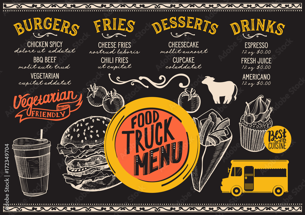 Food truck menu template. Stock Vector | Adobe Stock