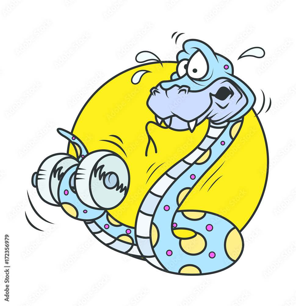 Cartoon Snake Doing Exercise - clip-art vector illustration Stock ...