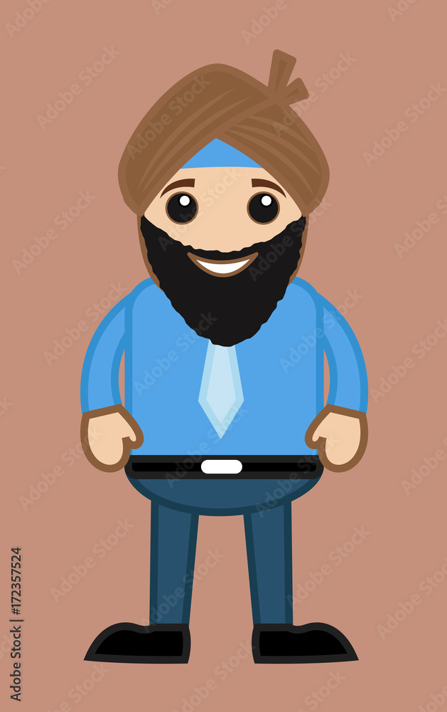 Happy Cartoon Sardar Stock Vector | Adobe Stock