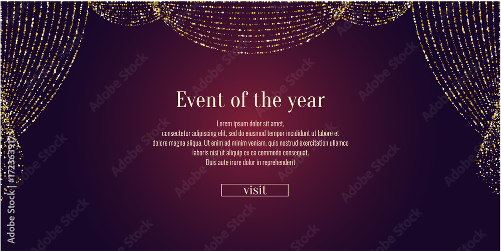 Invitation template for the event. Background open curtain. Stock ...