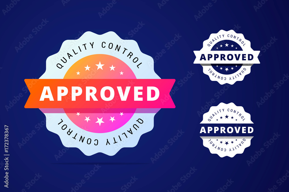 Approved stamp with three color variants - colorfull and simple Stock ...