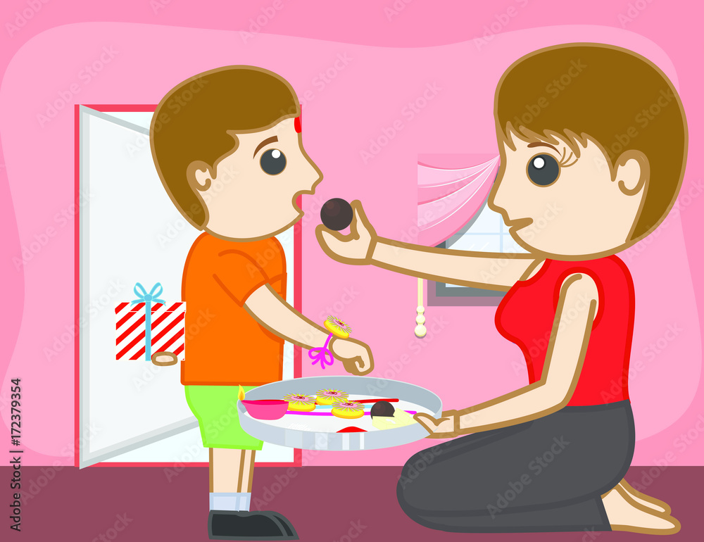 Indian Rakhi Festival - Cartoon Characters - vector illustration Stock ...