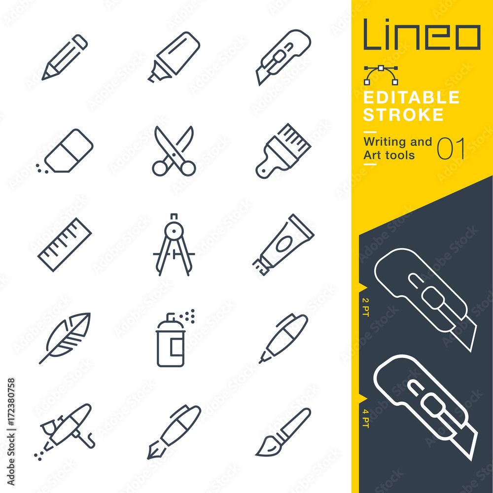 Lineo Editable Stroke - Writing and Art tools line icons Vector Icons ...