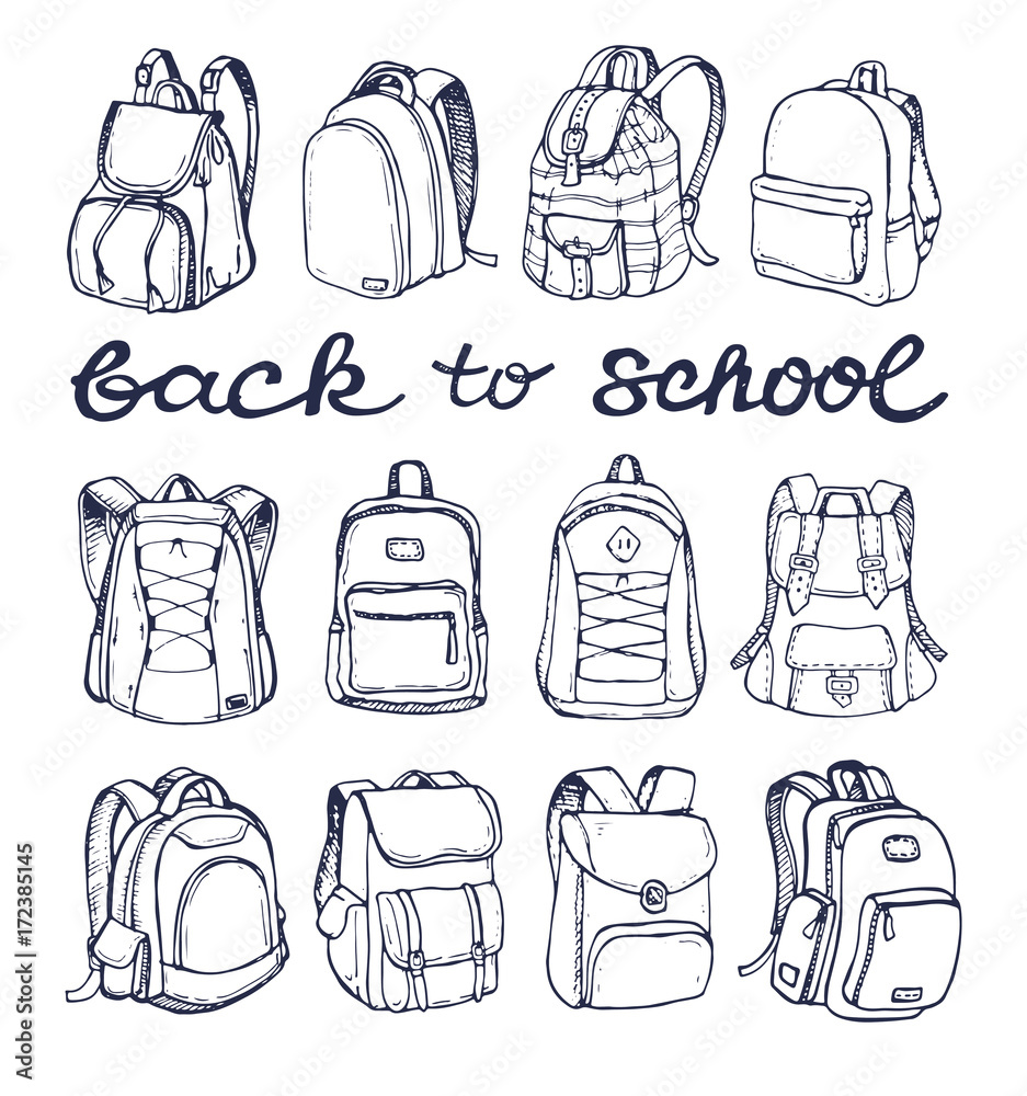 Freehand drawing school items. Back to School. Back to school big ...