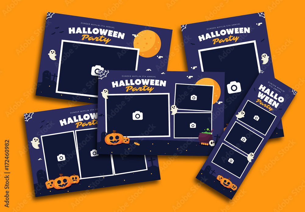 Set of 5 Halloween Party Photo Frames Stock Template | Adobe Stock