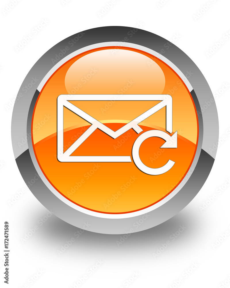 Refresh email icon glossy orange round button Stock Illustration ...
