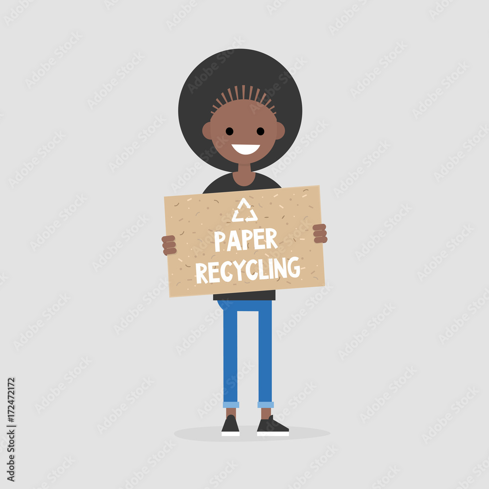 Paper recycling conceptual illustration. Waste segregation. Paper reuse ...