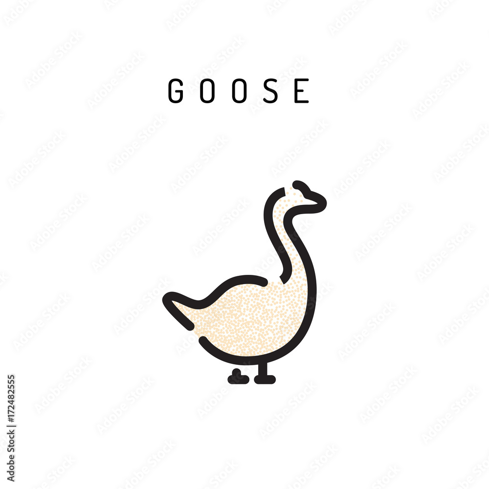 goose icon in flat outline style, isolated vector illustration on white ...