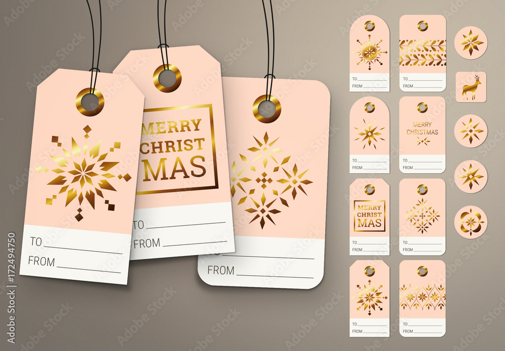Christmas Gift Tag and Sticker Set Stock Template | Adobe Stock