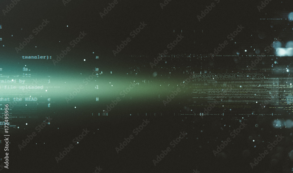 Abstract tech background. Floating Numbers HUD Background. Matrix particles grid virtual reality ...