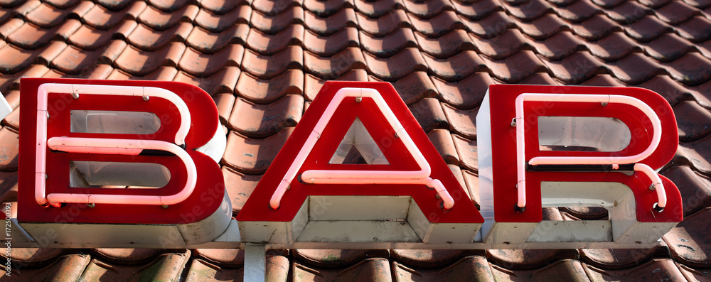 Red neon BAR sign Stock Photo | Adobe Stock
