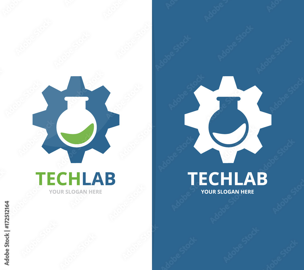 Vector of gear and bulb logo combination. Mechanic and lab symbol or ...