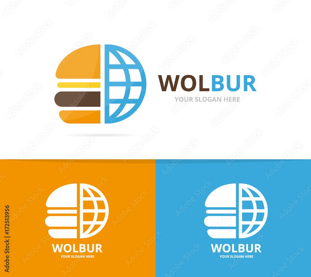 Vector burger and planet logo combination. Hamburger and world symbol ...