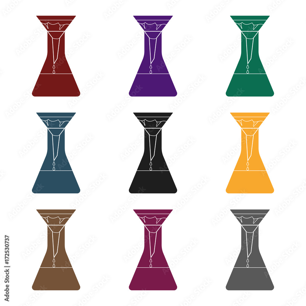 Filtration of water solution in a conical flask icon in black style ...