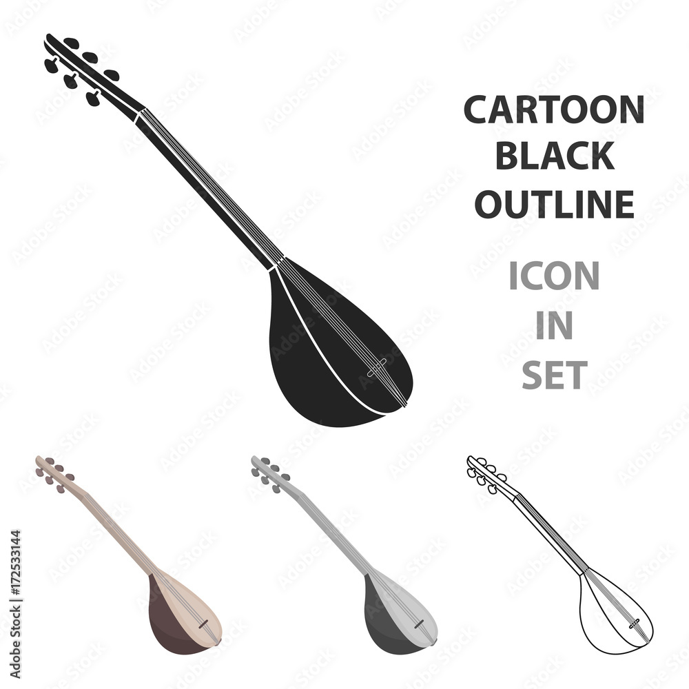 Saz icon in cartoon style isolated on white background. Turkey symbol ...