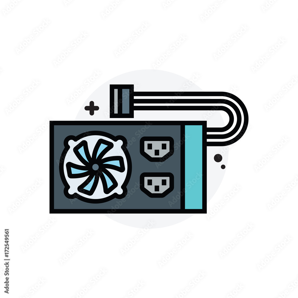 Computer component power supply concept Isolated Line Vector ...