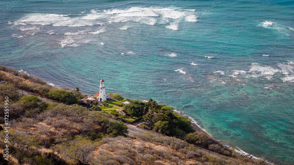 Diamond Head Lighthouse at the base of Diamond Head Monument in Waikiki ...