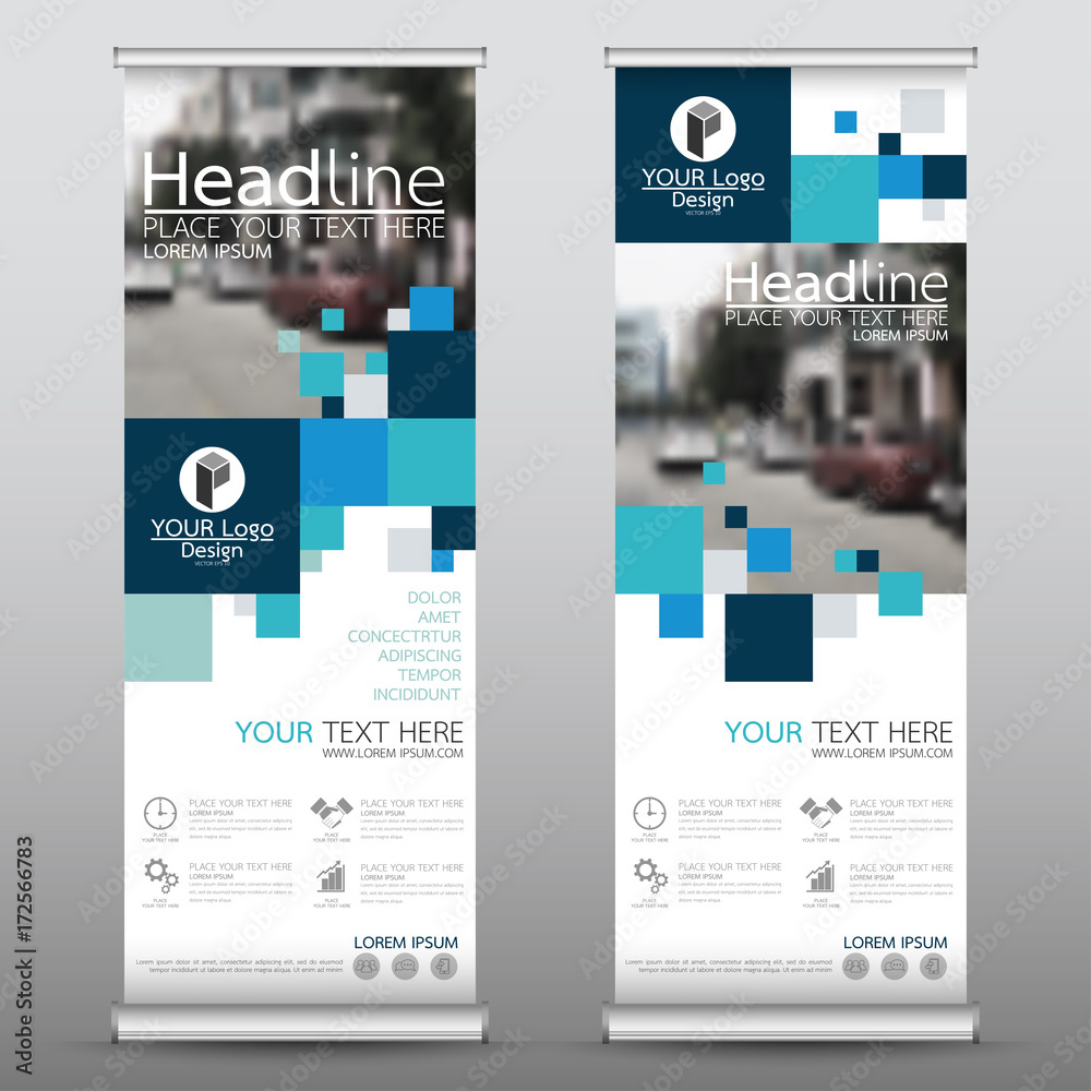Roll up business banner design vertical template vector, cover ...