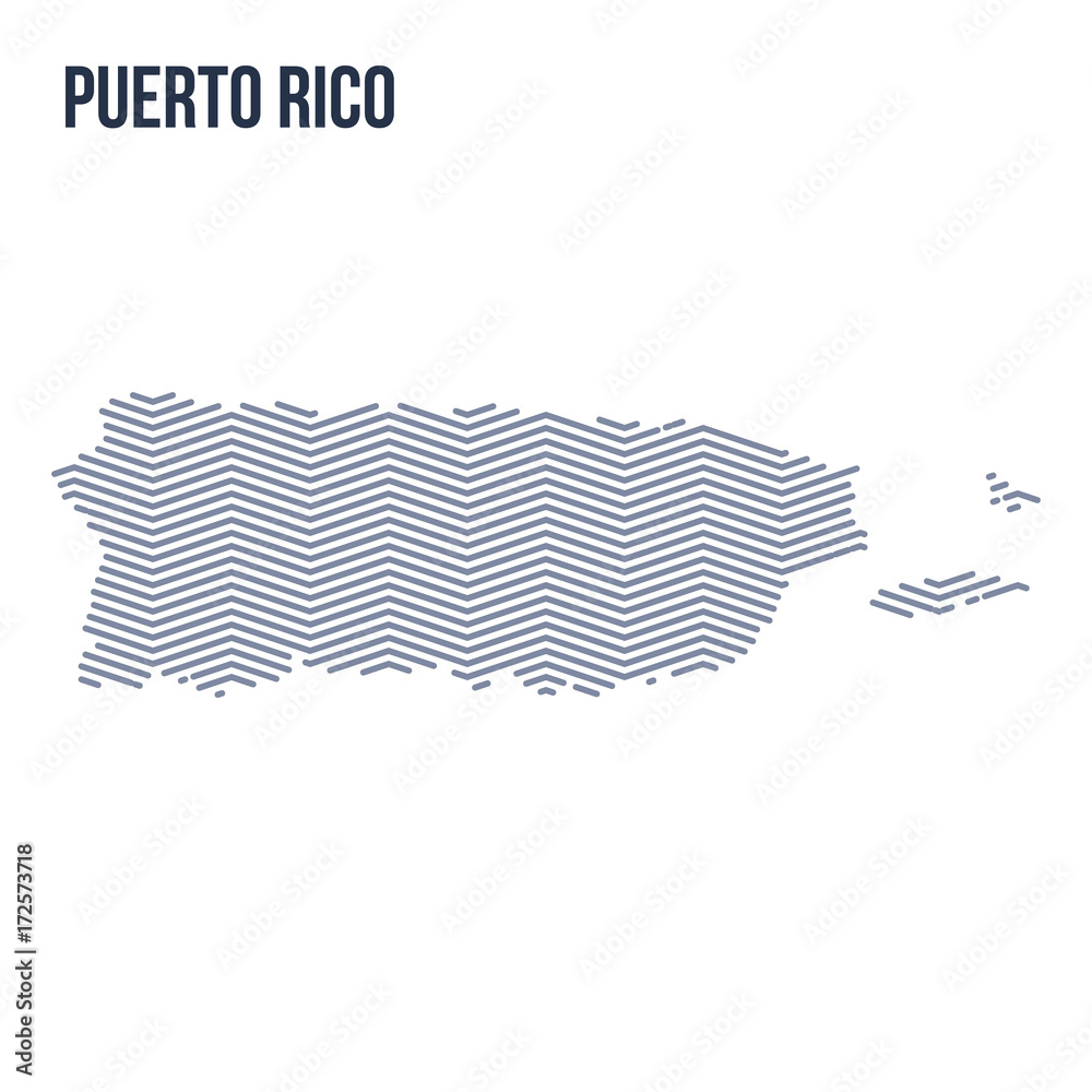 Vector abstract hatched map of Puerto Rico with zig zag lines isolated ...