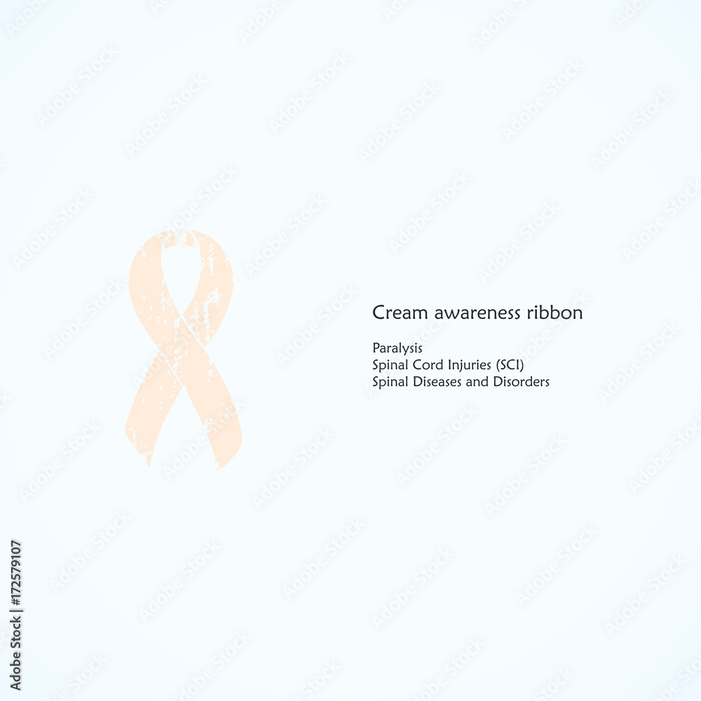 Cream painted awareness ribbon. Paralysis, Spinal Cord Injuries, Spinal ...