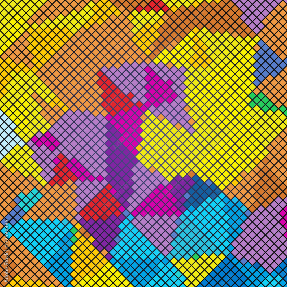 Multicolor abstract mosaic background. Pixel backdrop in 8-bit style ...