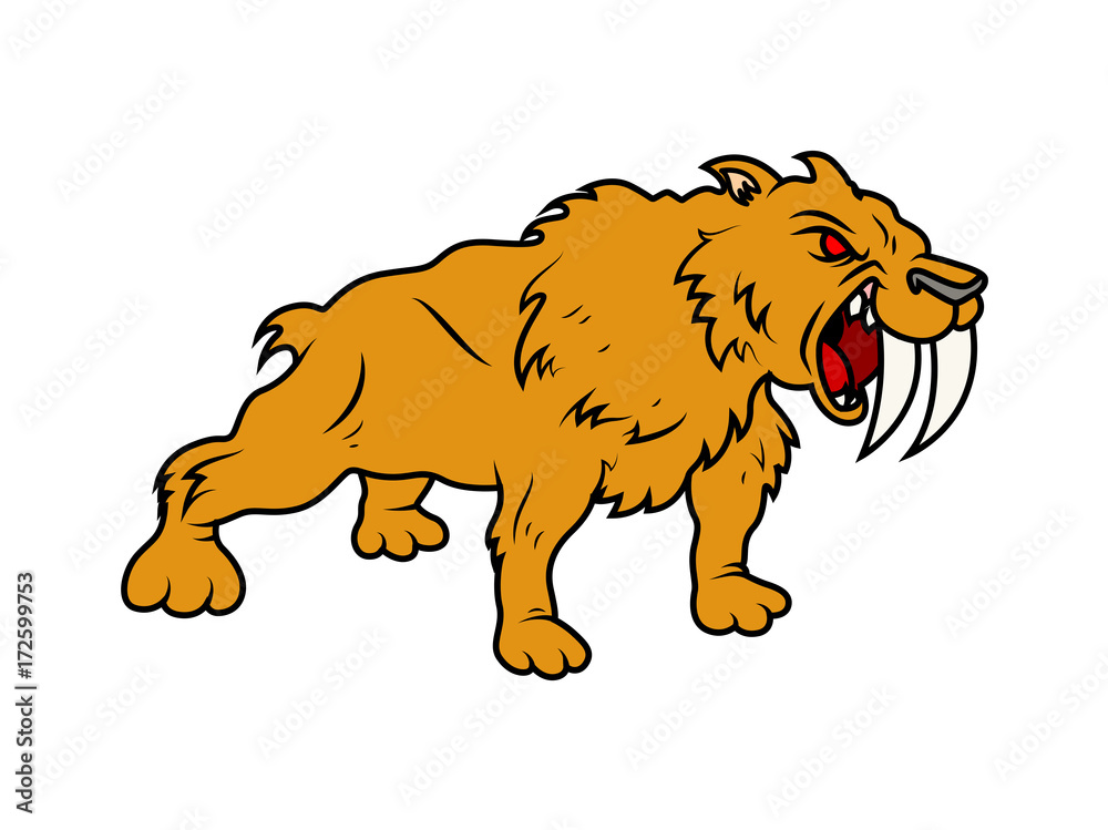 Cartoon Saber Tooth Tiger Stock Vector | Adobe Stock