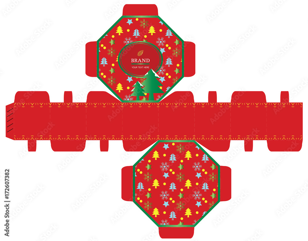 Packaging design, holiday concept, luxury 8-sided box design template ...