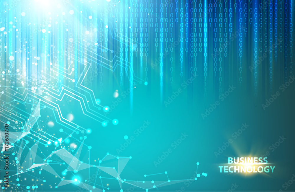 Abstract blue science design and bigdata. Particles of computer network ...