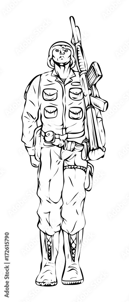 Cartoon Army Soldier Drawing