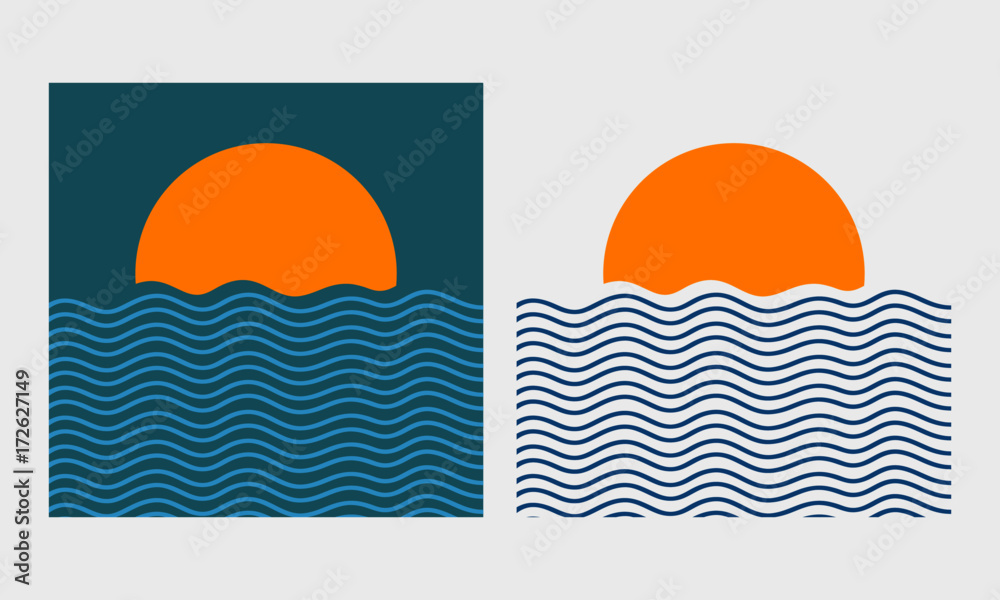 Sunset Line Art (Vector Illustration Concept Design) Stock Vector ...