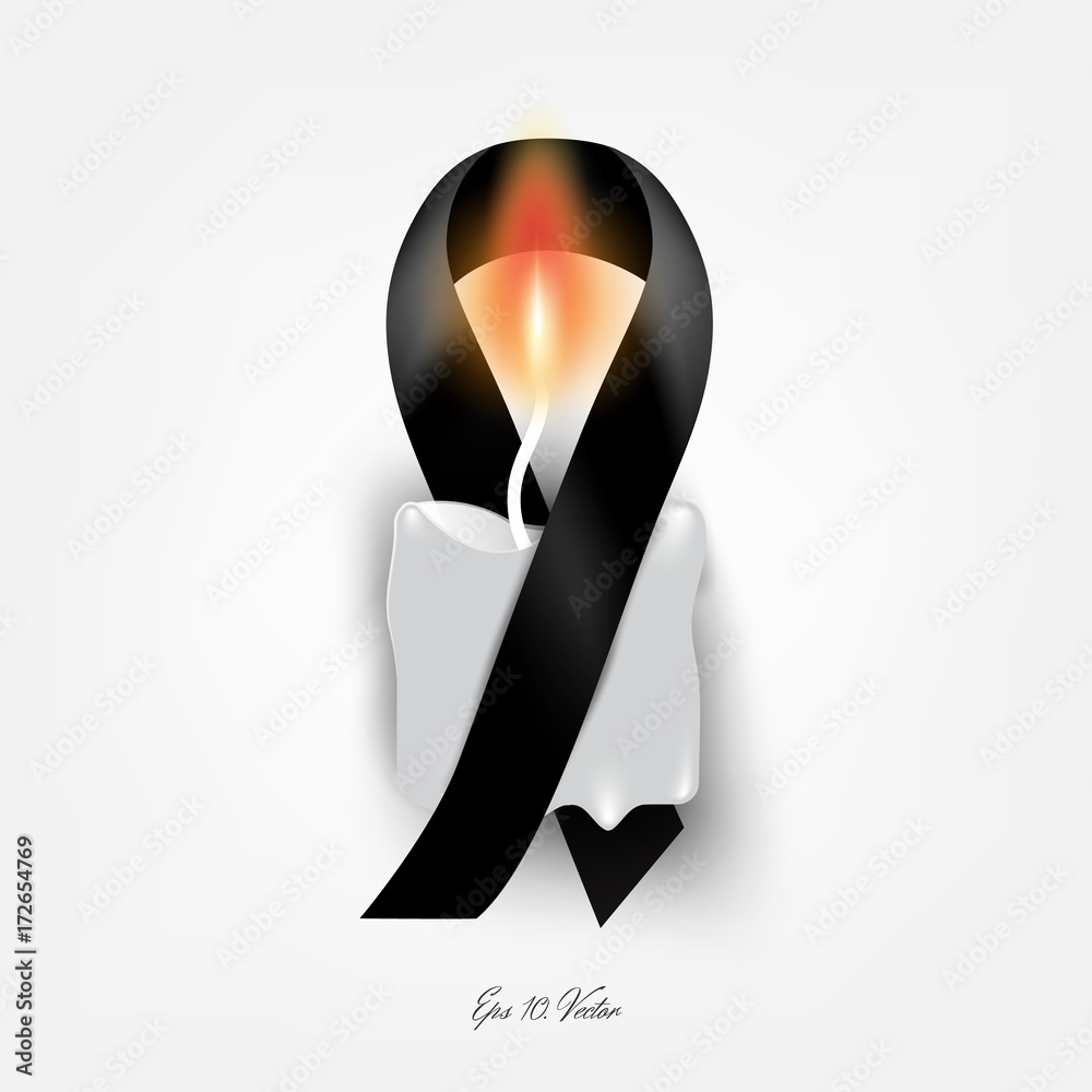 Vecteur Stock Realistic black ribbon, mourning / melanoma awareness ...