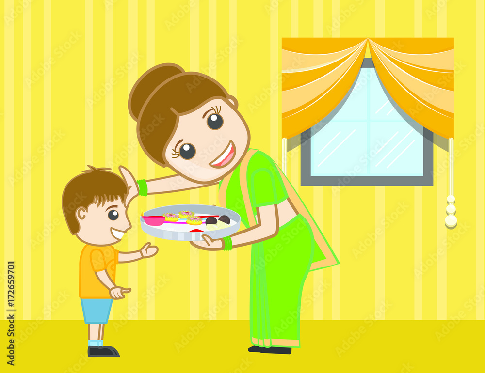 Indian Festival Rakhi - Cartoon Characters- clip-art vector ...
