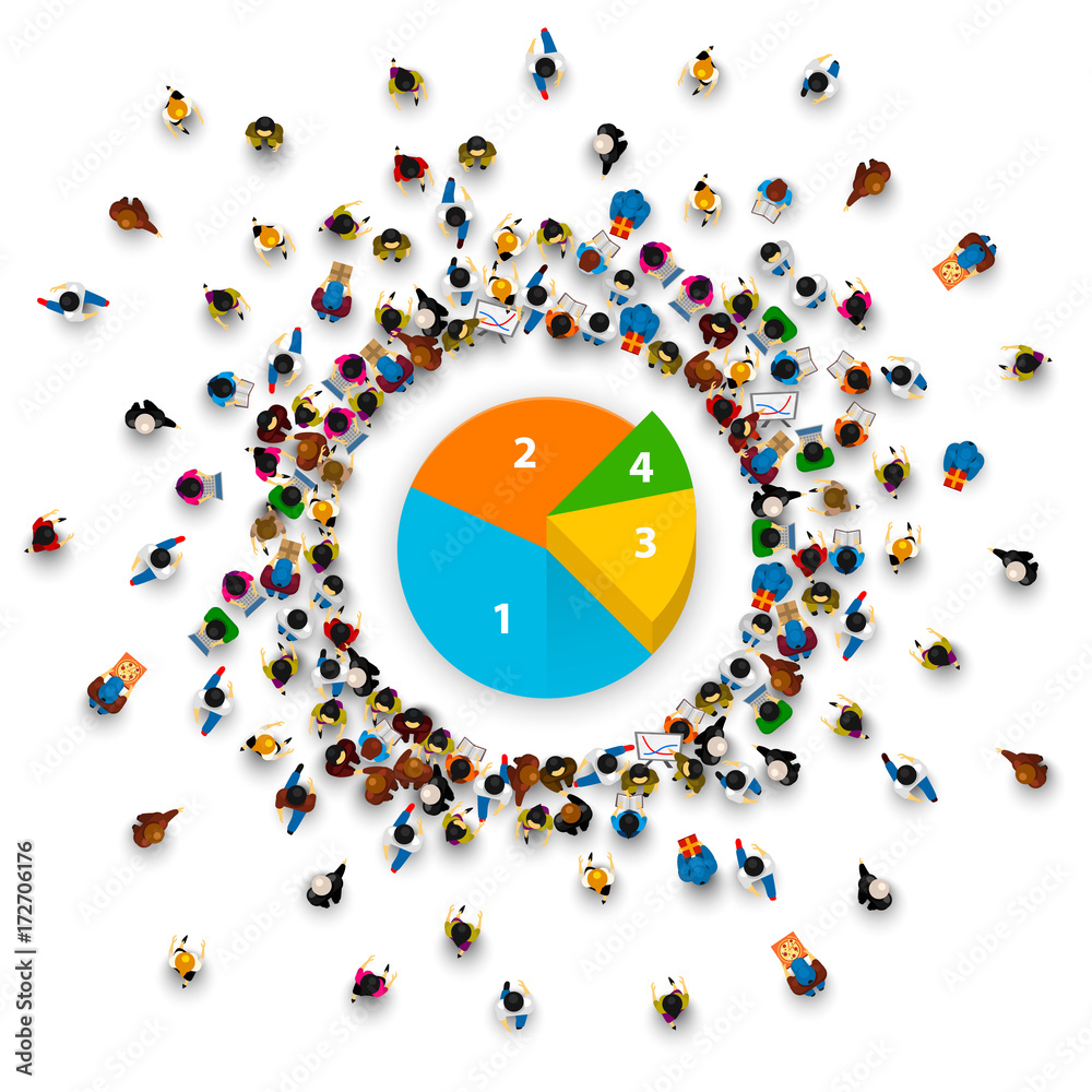 People surround the pie chart. Vector illustration Stock Vector | Adobe ...