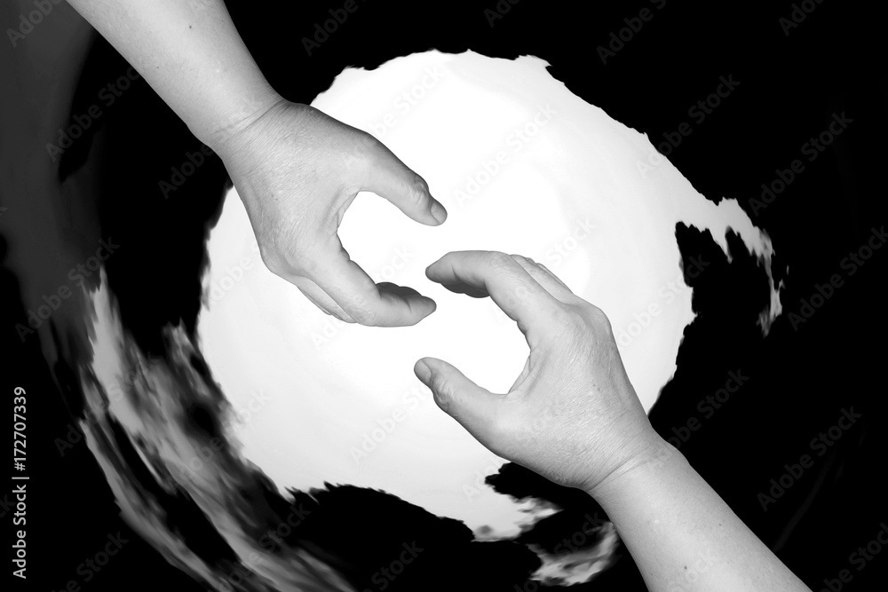 Black and white image of man stretch out a Helping Hand to the other ...