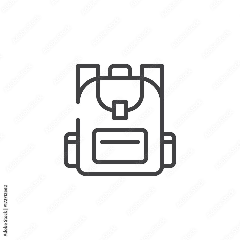 Backpack line icon, outline vector sign, linear style pictogram ...