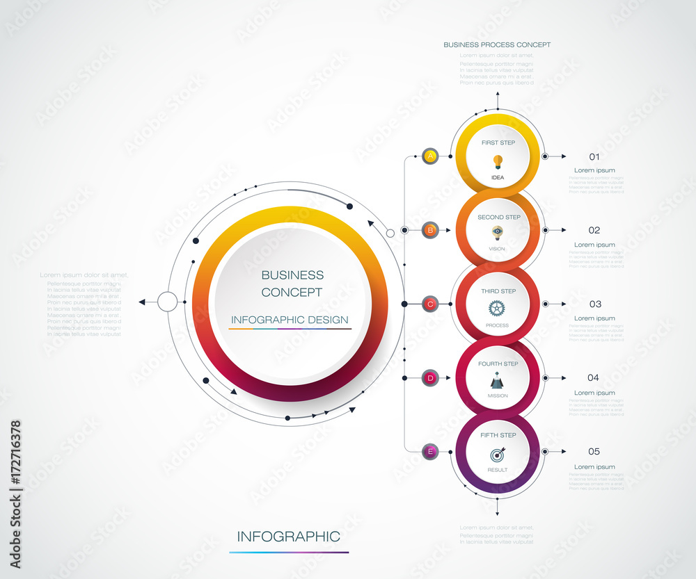 Vector Infographic label design with icons and 5 options or steps ...