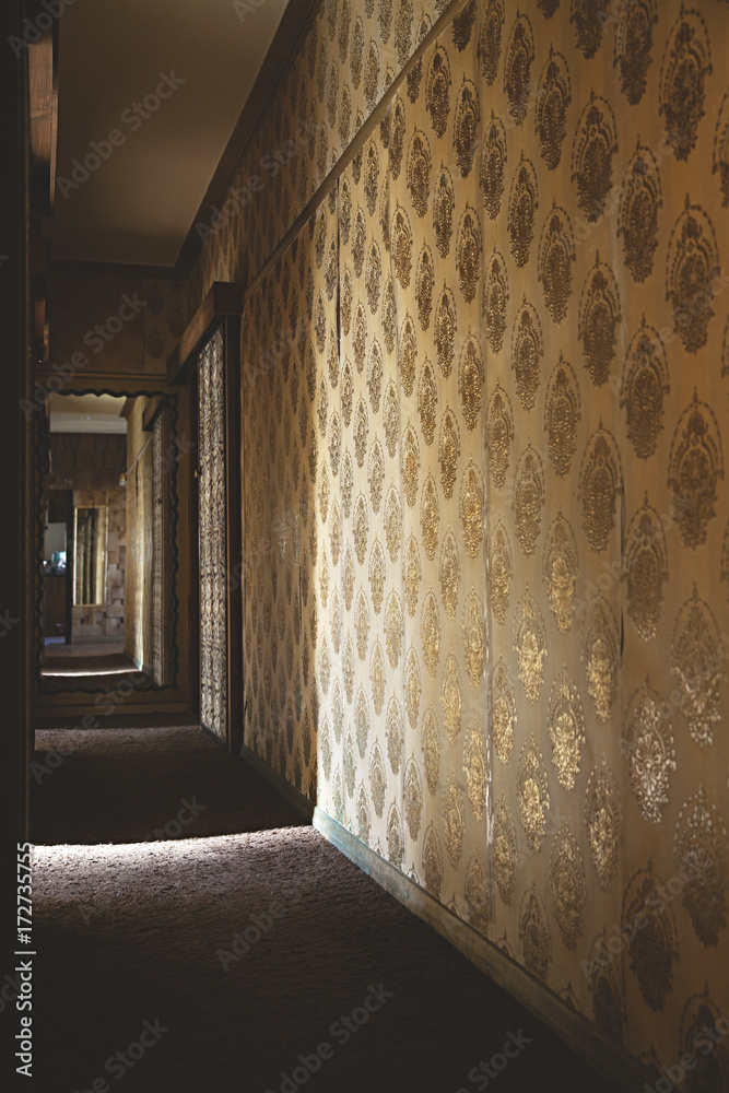 Funky old wallpaper in hallway of old house Stock Photo | Adobe Stock