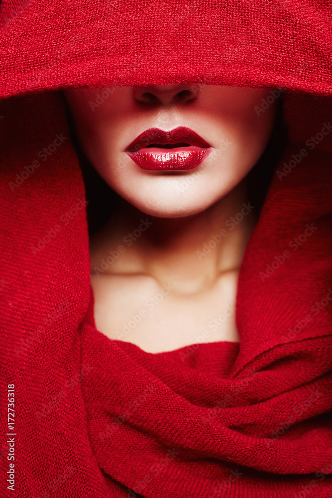 fashion islamic style woman.red lips girl Stock Photo | Adobe Stock