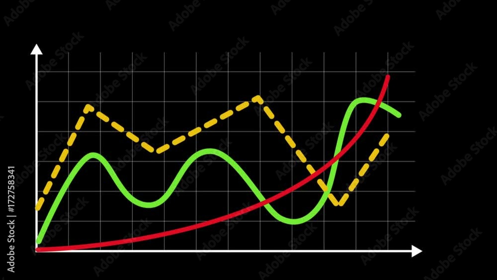 Vidéo Stock Line graph chart with arrows axis and grid. Grow chart ...