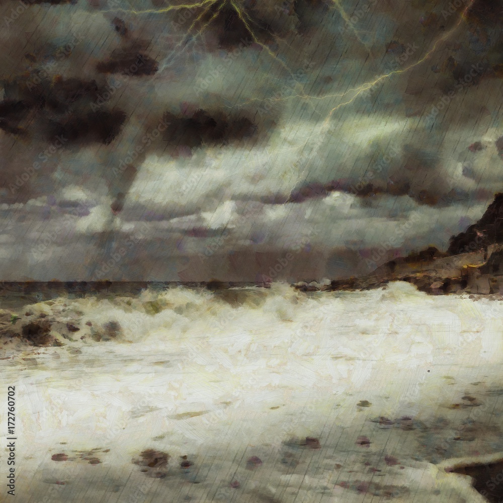 Ocean Storm Clouds Painting