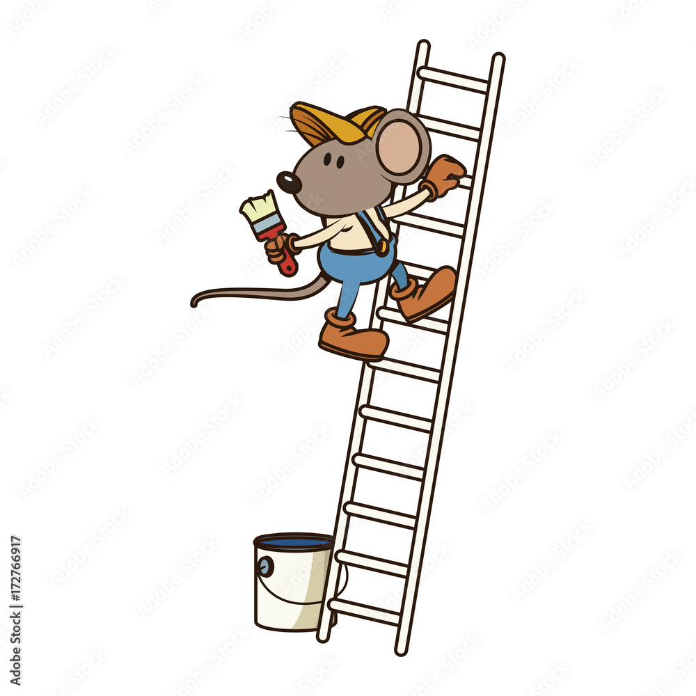 Cute mouse worker cartoon icon vector illustration graphic design Stock ...