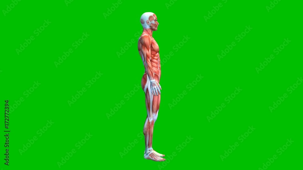 Human Muscular System on Green Screen, Male Muscle Model Isolated on ...