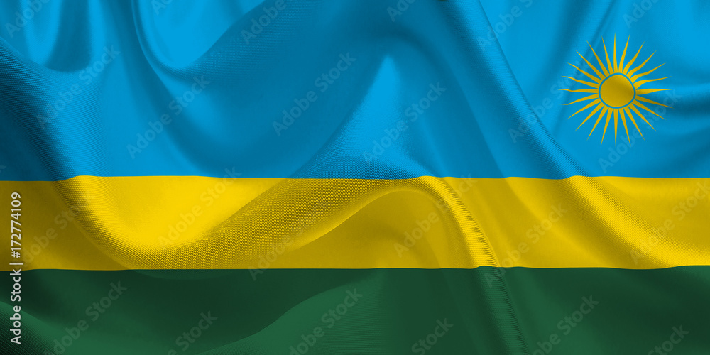 Waving flag of the Rwanda. Flag in the Wind. National mark. Waving ...